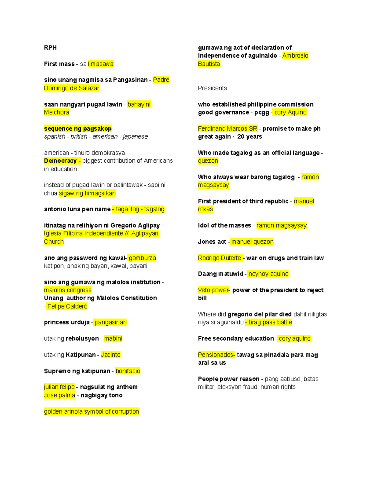 Finals DAY 2 - RPH MMW - personal notes on rph amd mmw - RPH First mass ...