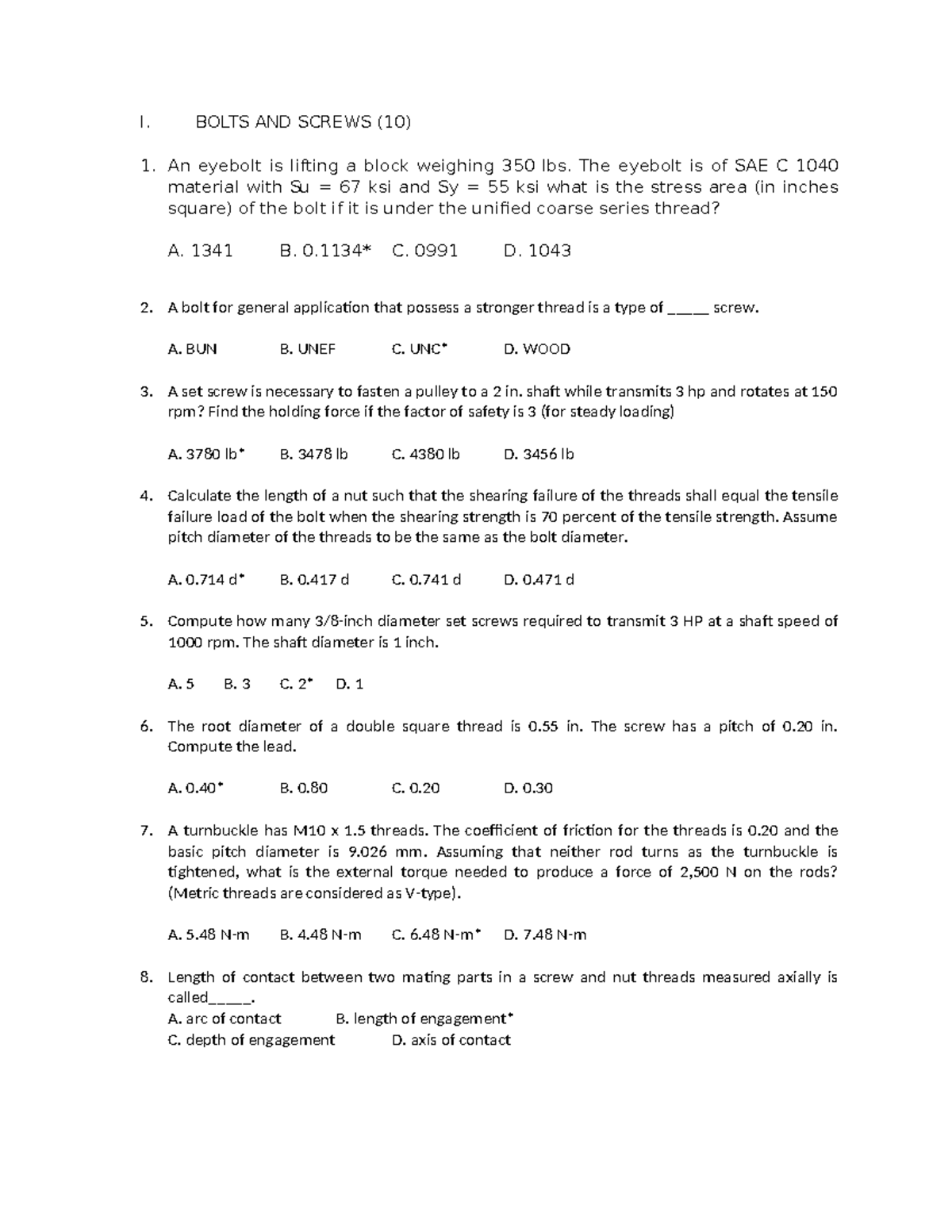 SET A Practice Questions for Engineering Mechanics - Studocu
