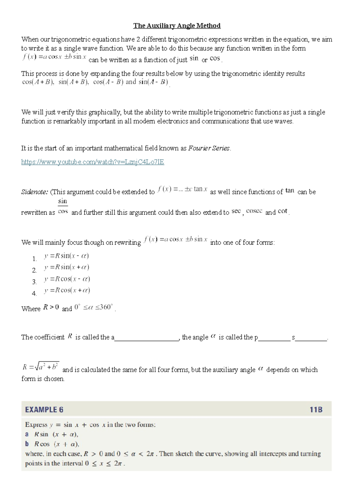 Auxiliary Angle Method: Understanding Trigonometric Equations and Waves ...