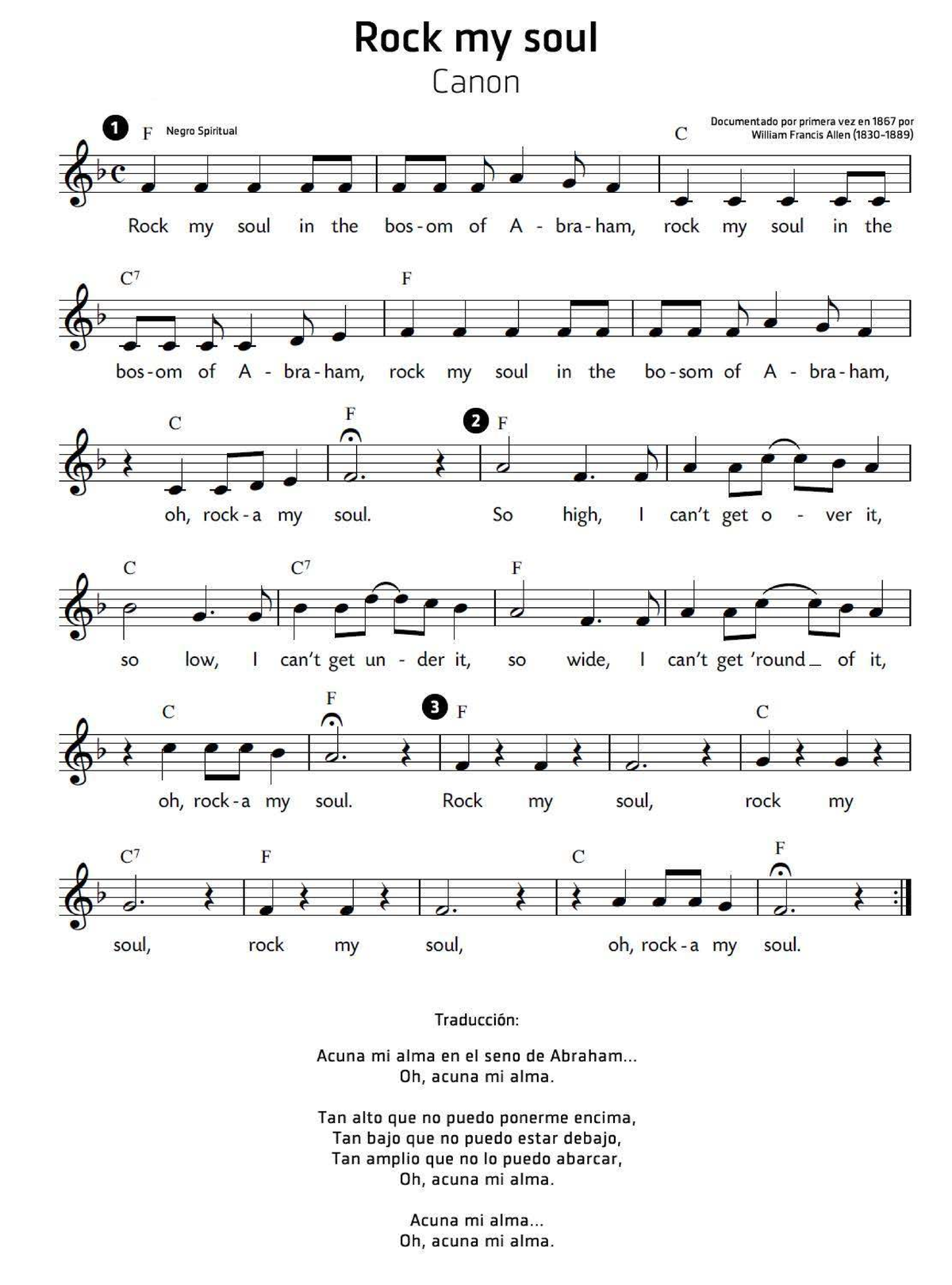 Rock My Soul Canon - Partitura Coro (1867) - Studocu