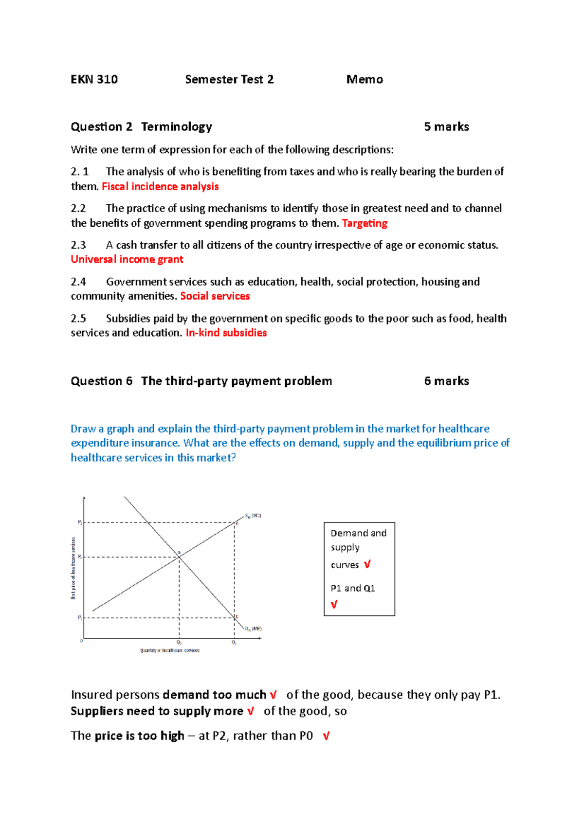 Memo ST2-6 - SEMESTER TEST 2 QUESTION 6 MEMO - EKN 310 Semester Test 2 ...