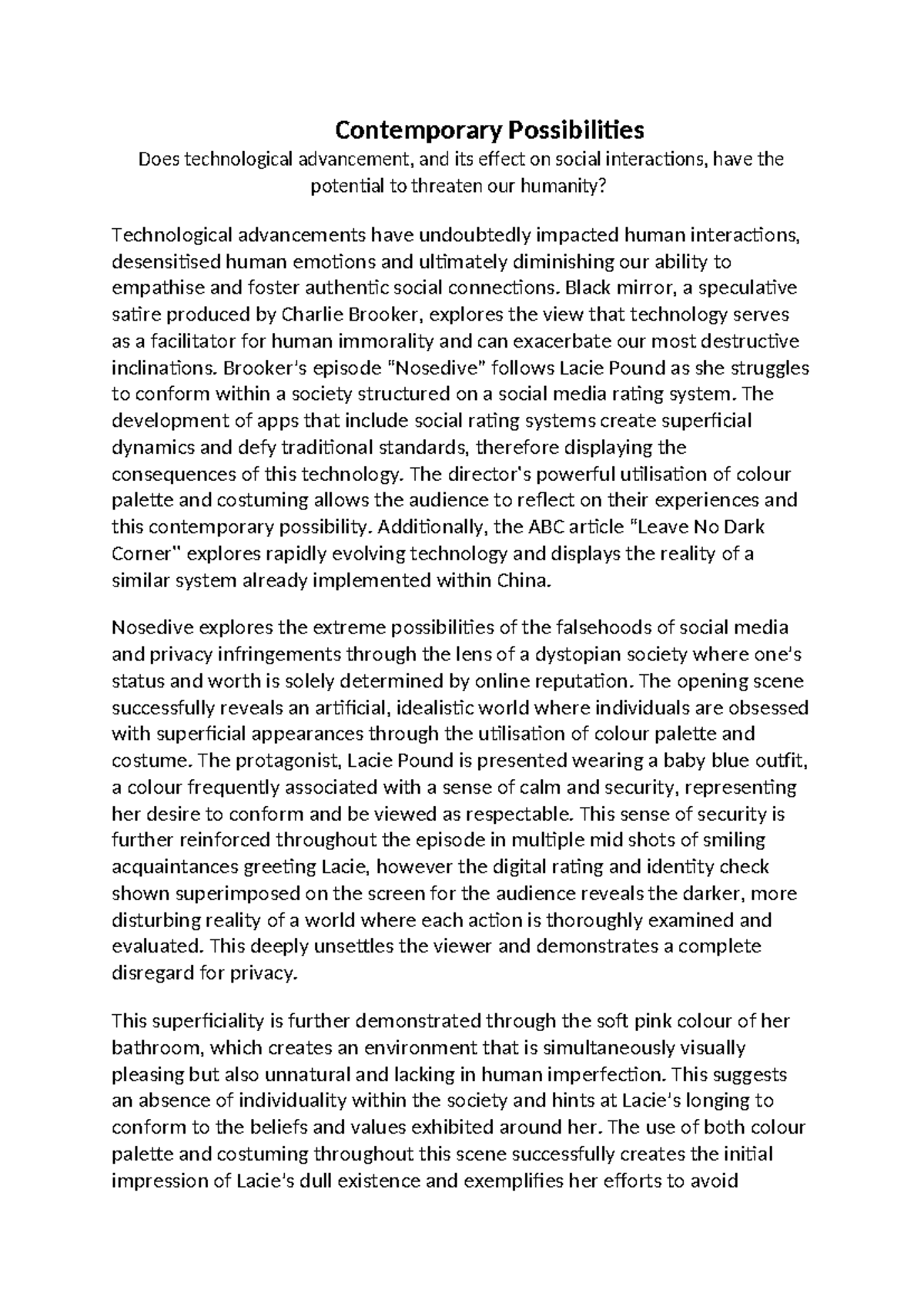 Contemporary Possibilities - Black mirror, a speculative satire ...