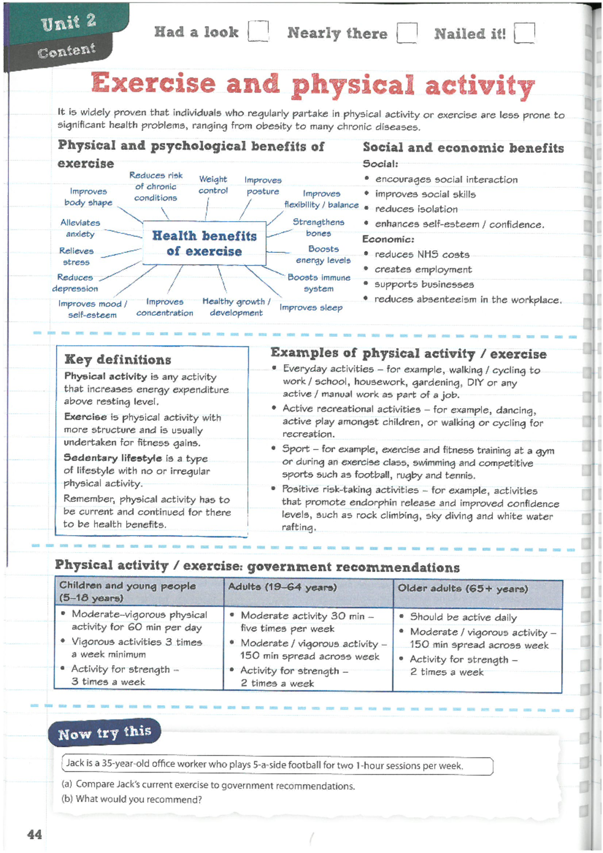 BTEC Sport Unit 2: Transition Pack Health and Wellness Insights - Studocu