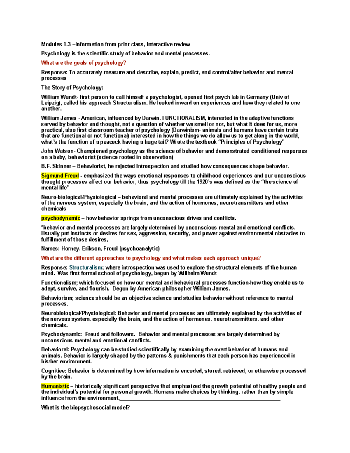 PSY 101: Overview of Key Psychological Approaches and Research Methods ...