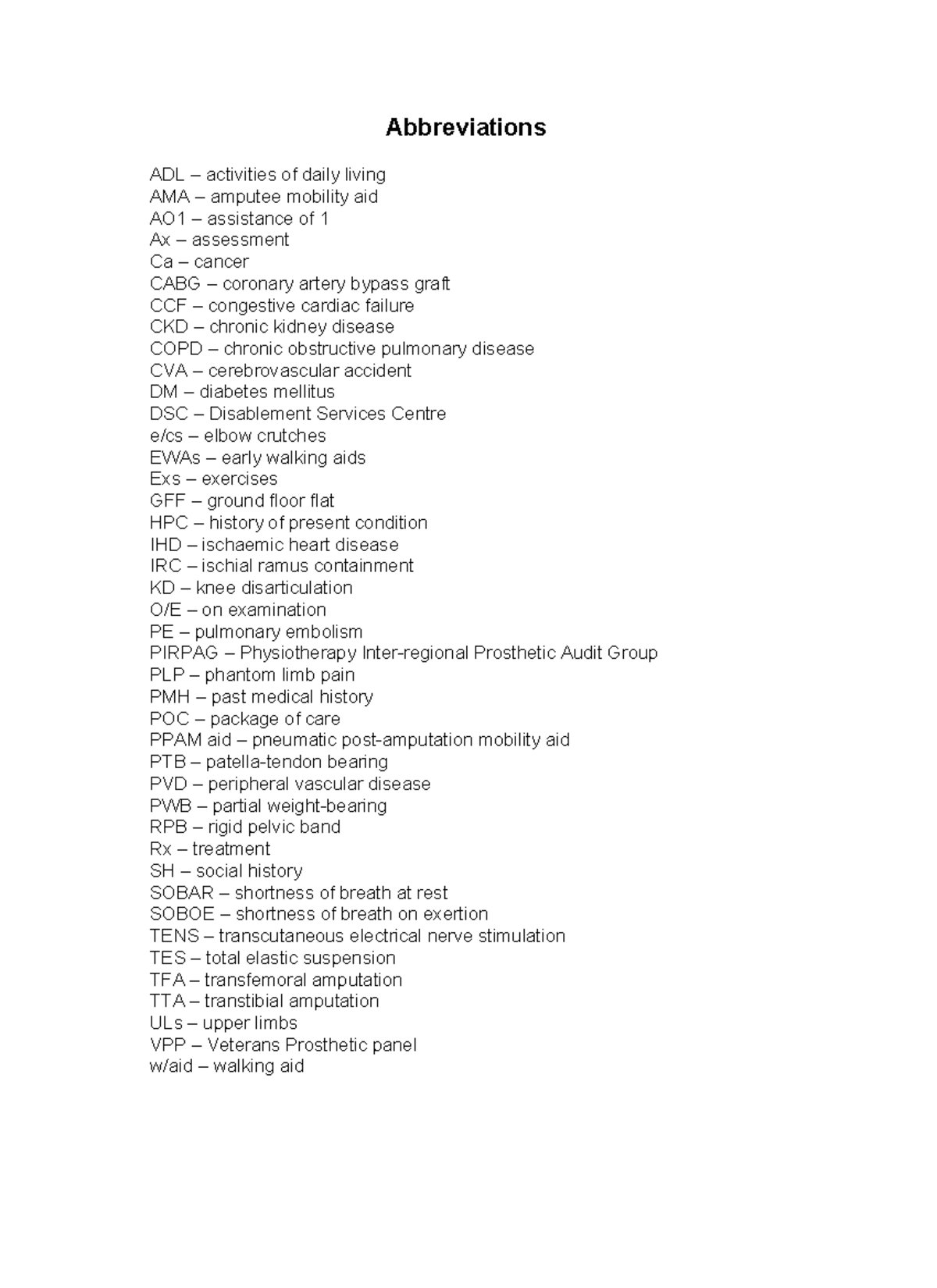 Healthcare Abbreviations Reference Guide for Nursing Students - Studocu