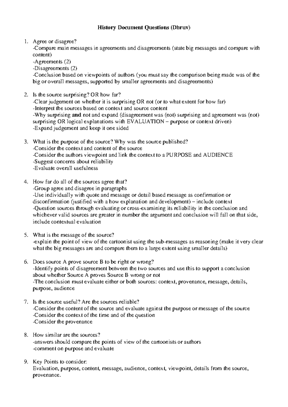 History Document Questions (HIST 101) - Evaluation & Analysis Guide ...