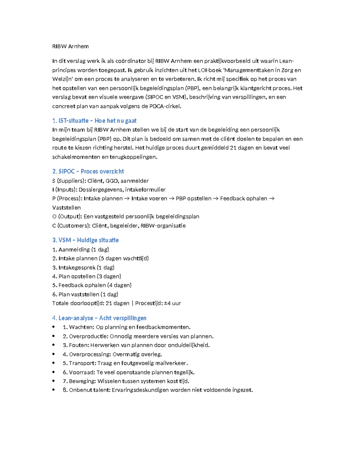 Opdracht 3 LOI: Leanprincipes in Persoonlijk Begeleidingsplan bij RIBW ...