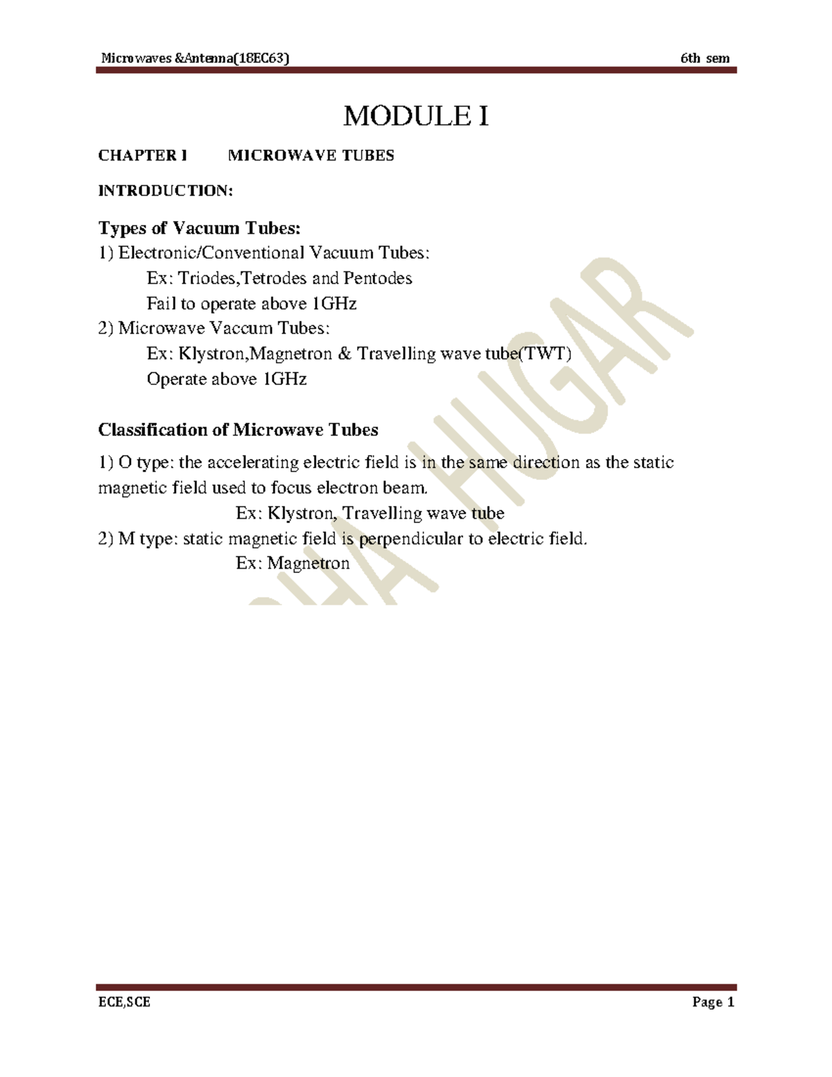 Microwave & Antenna Notes ECE 6th Sem: Module 1 Overview - Studocu