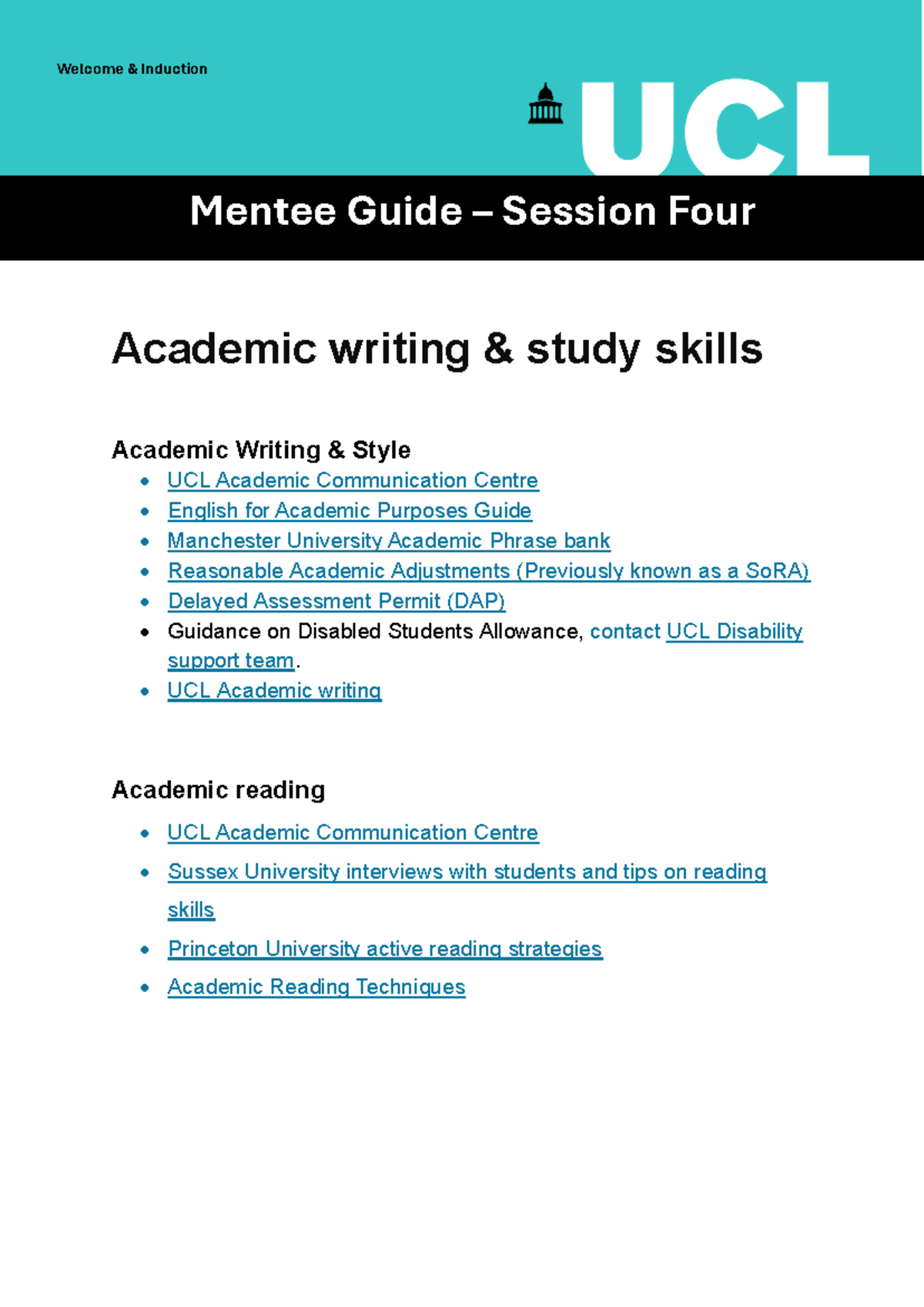 UCL Mentee Guide Session Four PDF - Academic writing & study skills ...