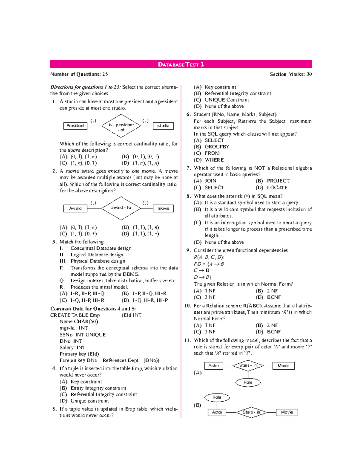 Test 4 (DBMS) Notes: Key Concepts and Questions - Studocu