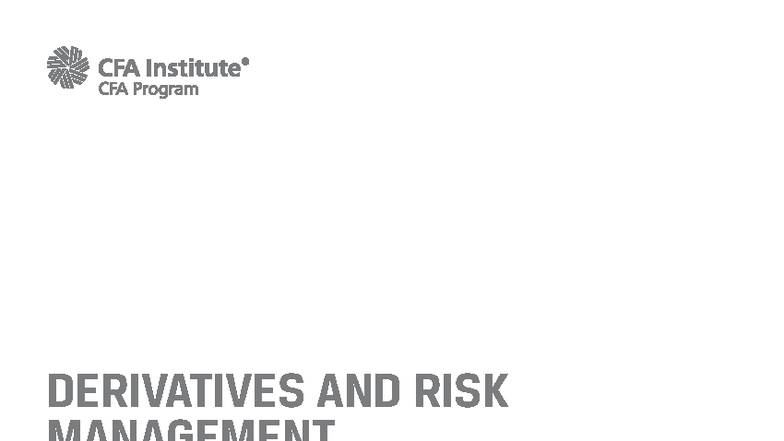 2025 CFA Program Curriculum Level 3: Derivatives & Risk Management ...