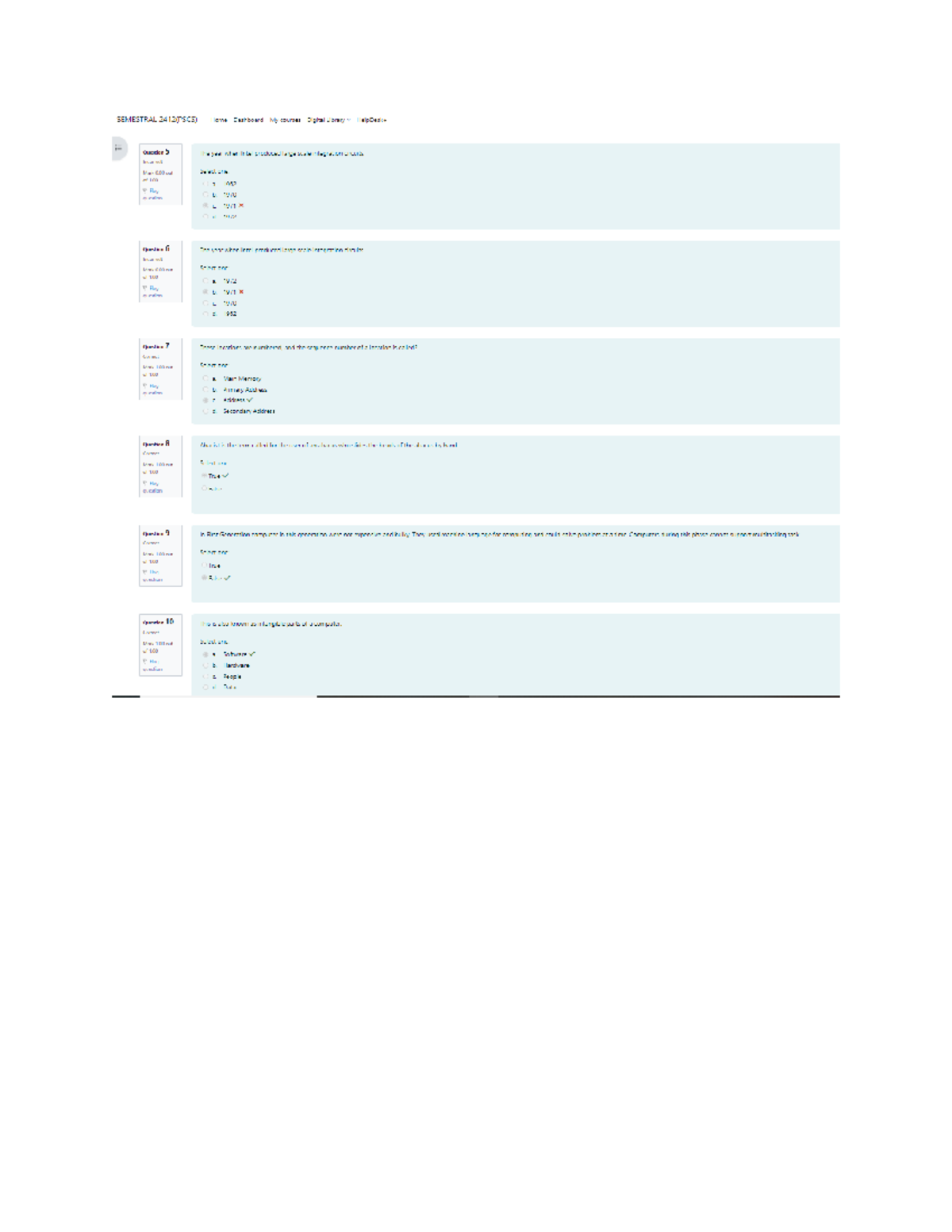 Computing Fundamentals QUIZ AND LAB QUIZ Answers - SEMESTRAL 2412(PSCS) Home Dashboard My ...