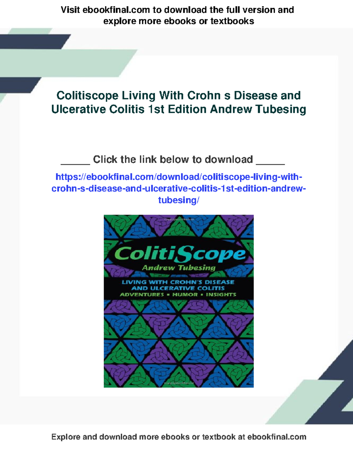 Colitiscope: Living with Crohn's & Ulcerative Colitis (1st Ed.) - Studocu