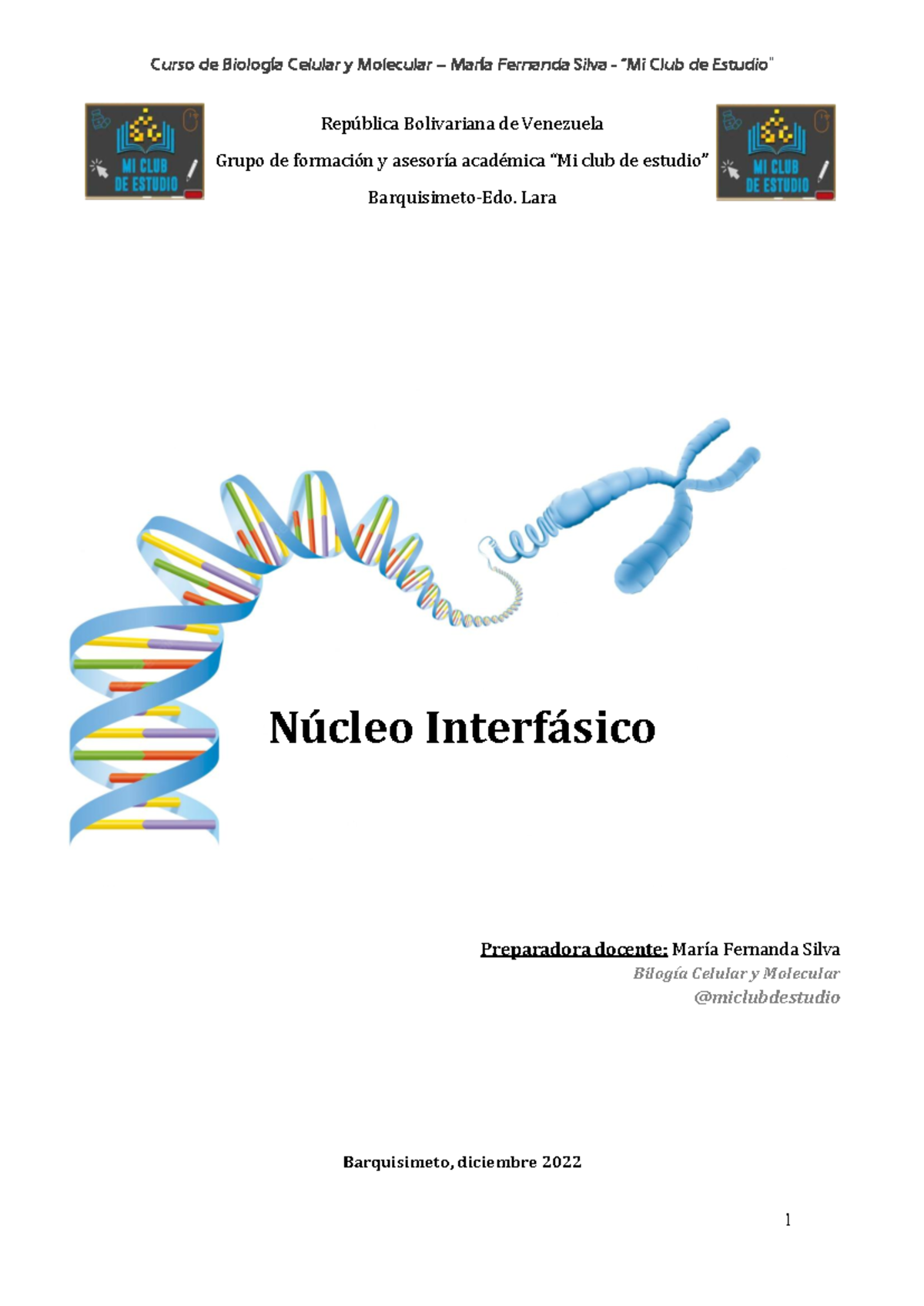 Núcleo Interfásico: Notas del Curso de Biología Celular y Molecular ...