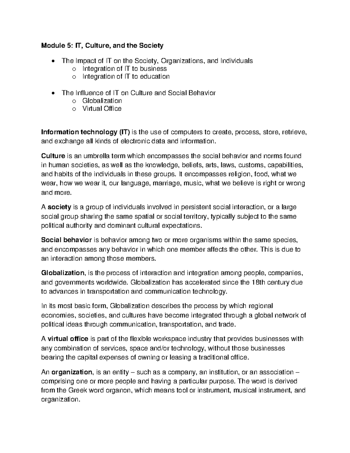 Module 5: Exploring IT Impact on Society, Organizations, and Culture ...