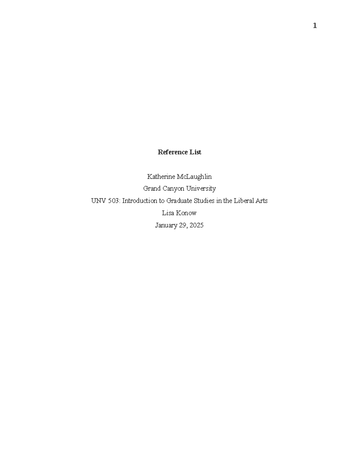 UNV503 APA Reference List Assignment Compilation for Graduate Studies ...