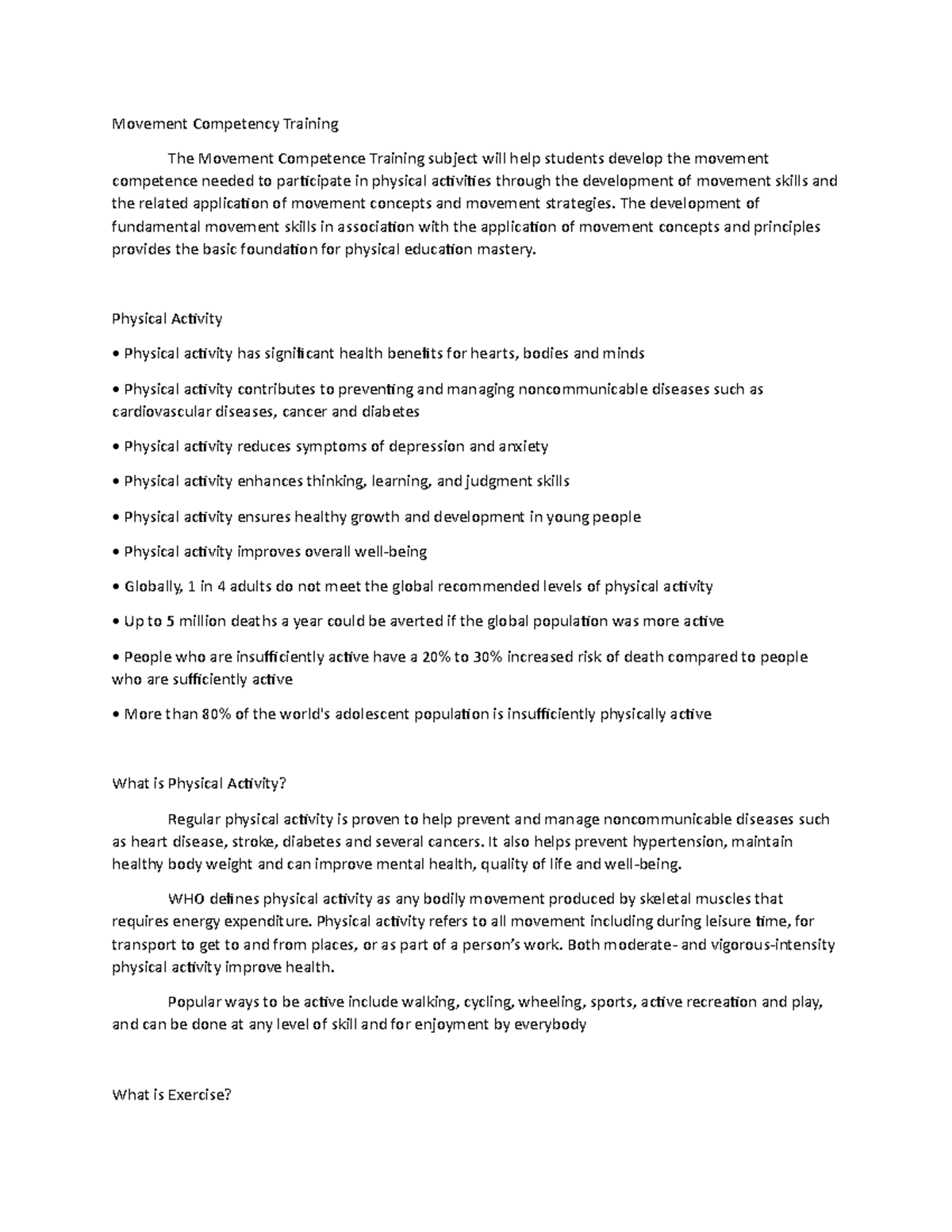 Movement Competency Training: Understanding Physical Activity & Fitness ...