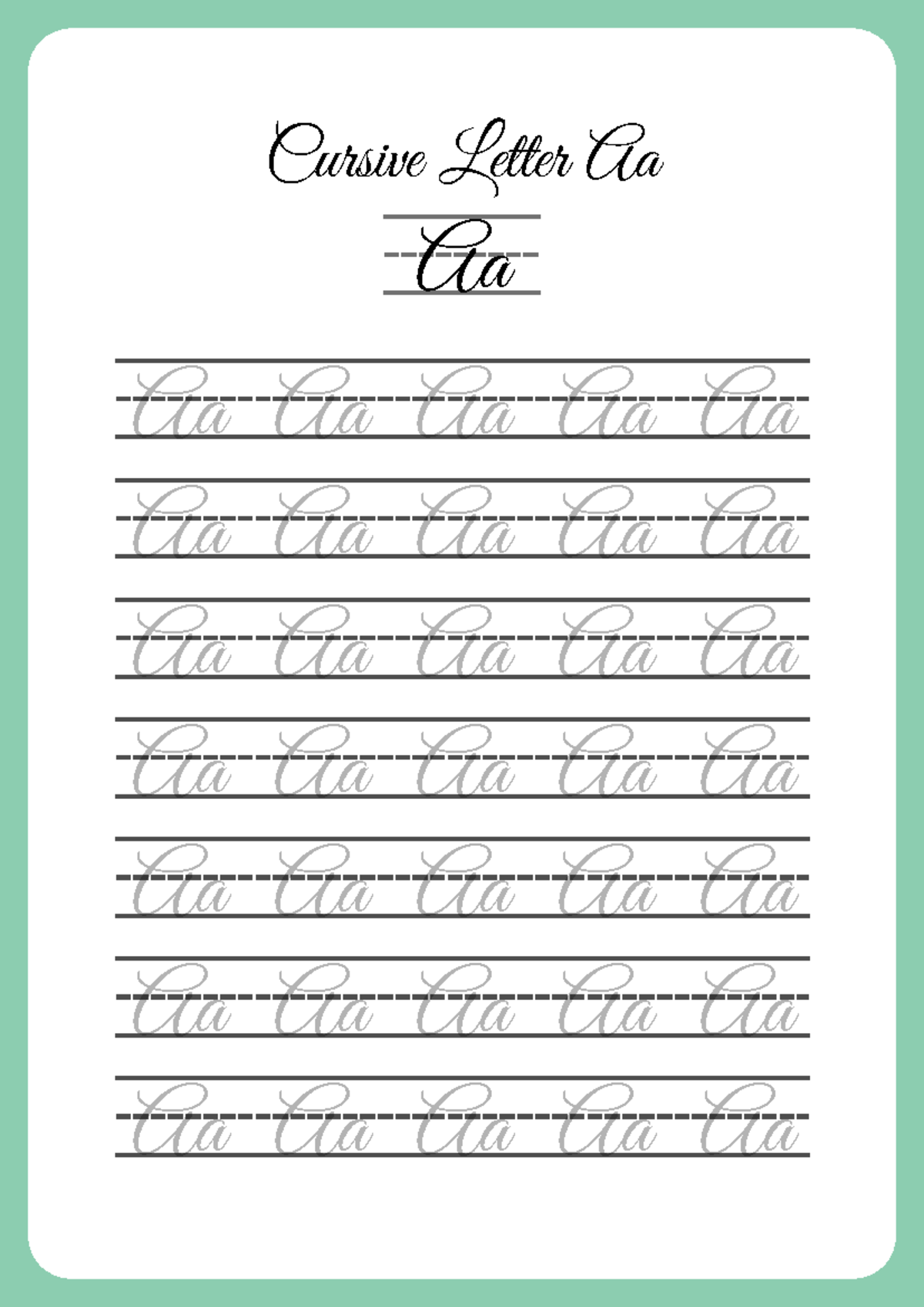 Green Cursive Letters Handwriting Worksheet - Studocu