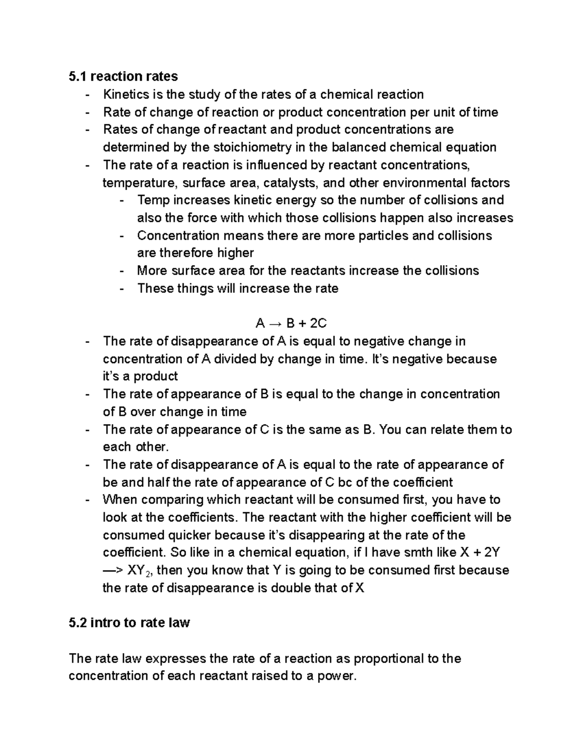 AP Chem Unit 5: Kinetics and Rate Law Overview - Studocu