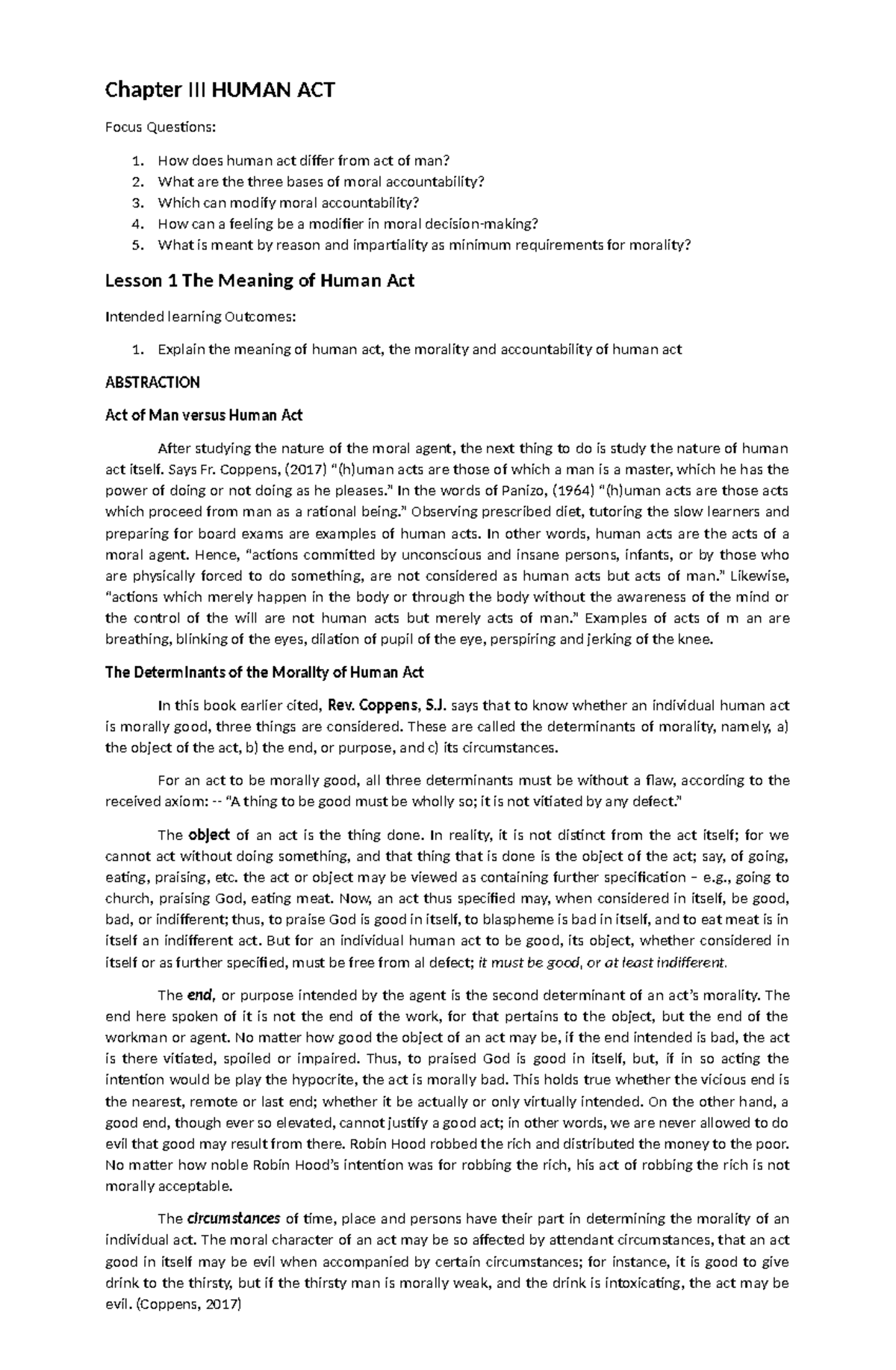 Chapter 3 Human ACT - jbjn - Chapter III HUMAN ACT Focus Questions: How ...