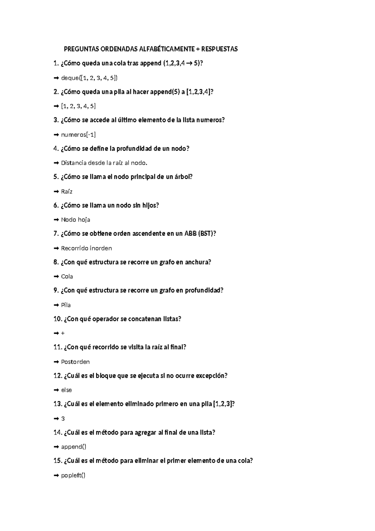 Preguntas y Respuestas sobre Estructuras de Datos en Python - Studocu