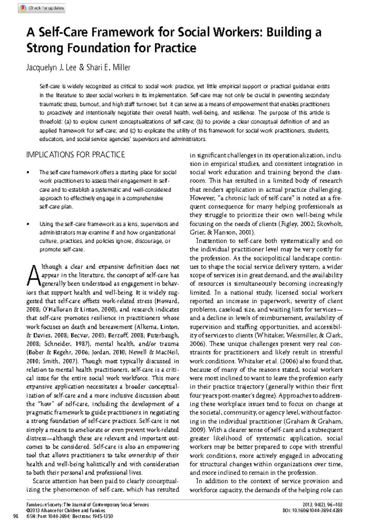 Self-Care Framework for Social Workers: A Comprehensive Guide (SW 101 ...