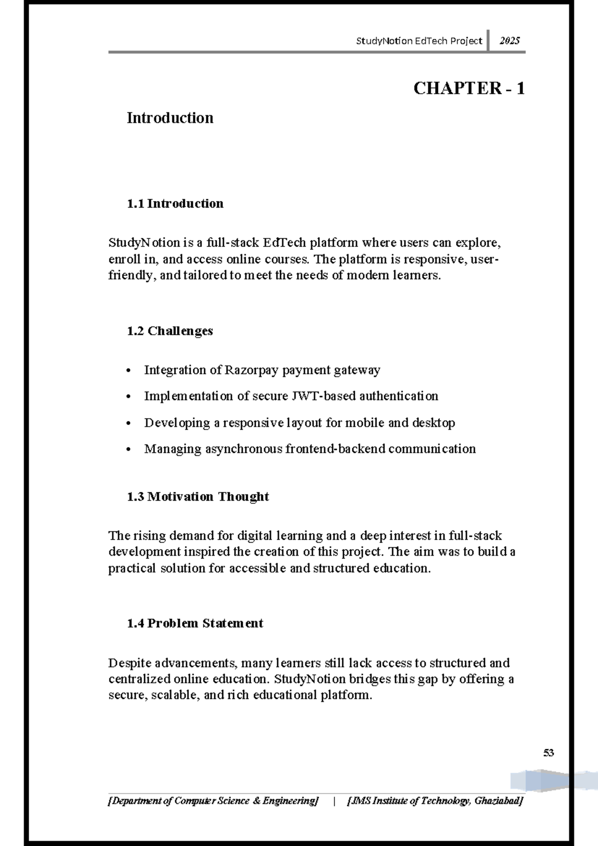 StudyNotion EdTech Project 2025: Chapter 1 - Introduction and Overview - Studocu