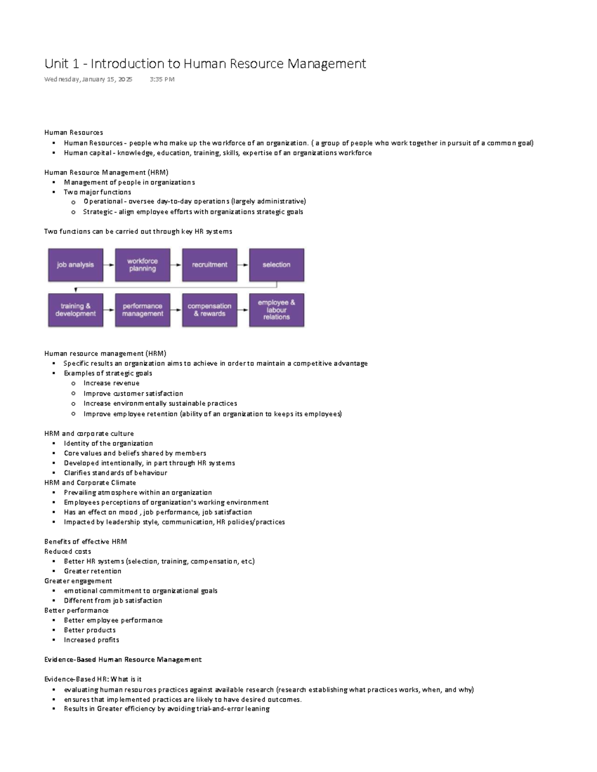 Unit 1 - Intro to HRM: Key Concepts and Practices - Studocu
