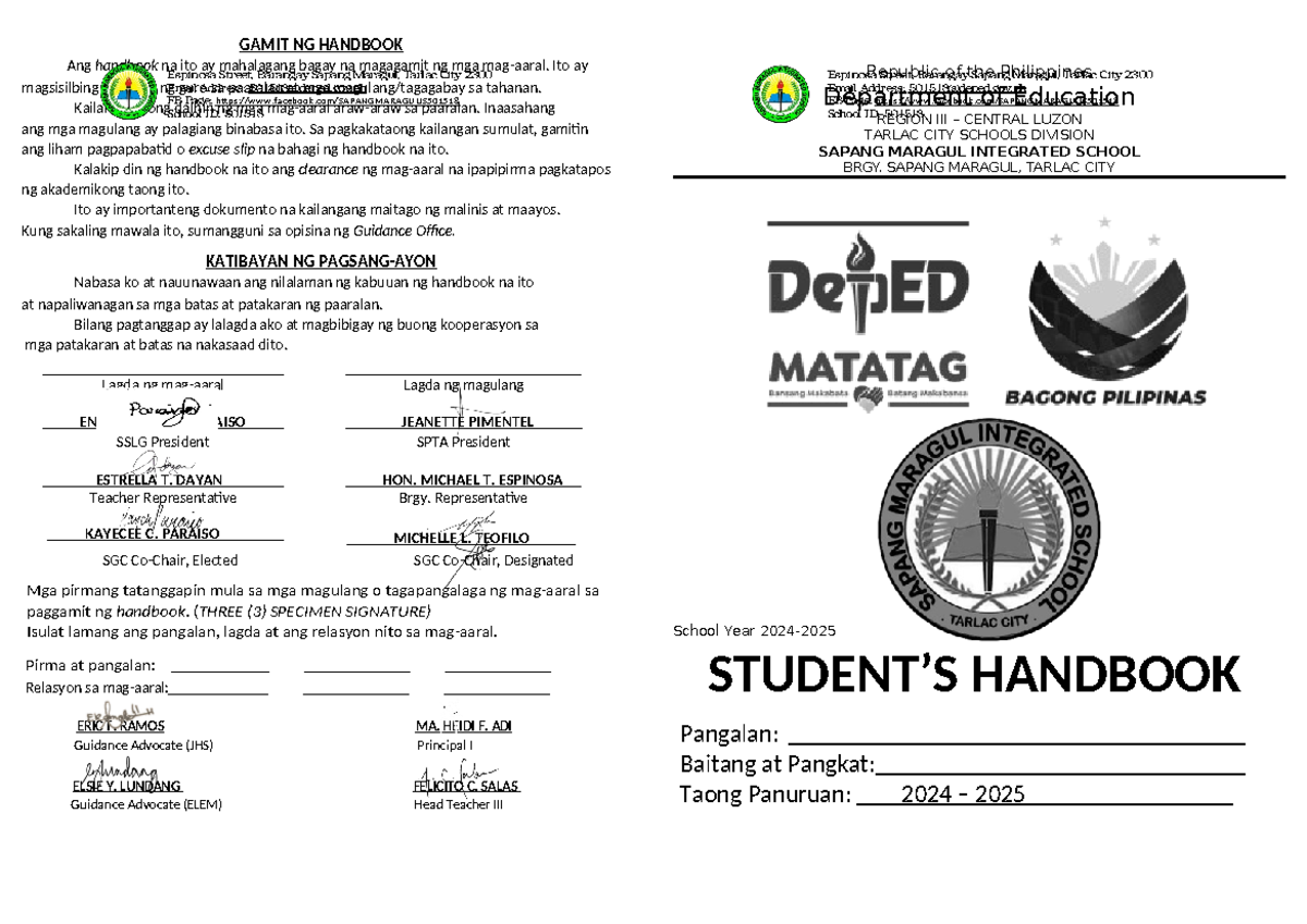 Final 20SMIS 20 Student Handbook for School Year 2024-2025 - Studocu
