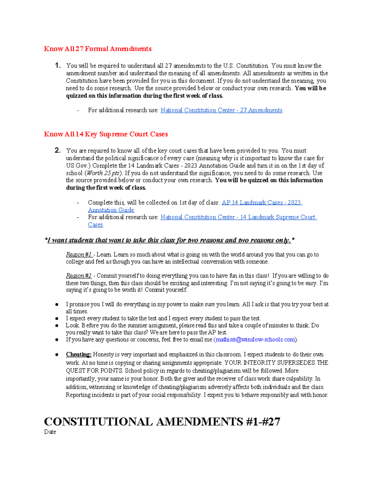 Understanding the 27 Amendments to the U.S. Constitution - AP Gov - Studocu