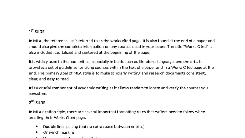 MLA Citation Guidelines: Works Cited Page Essentials - Studocu