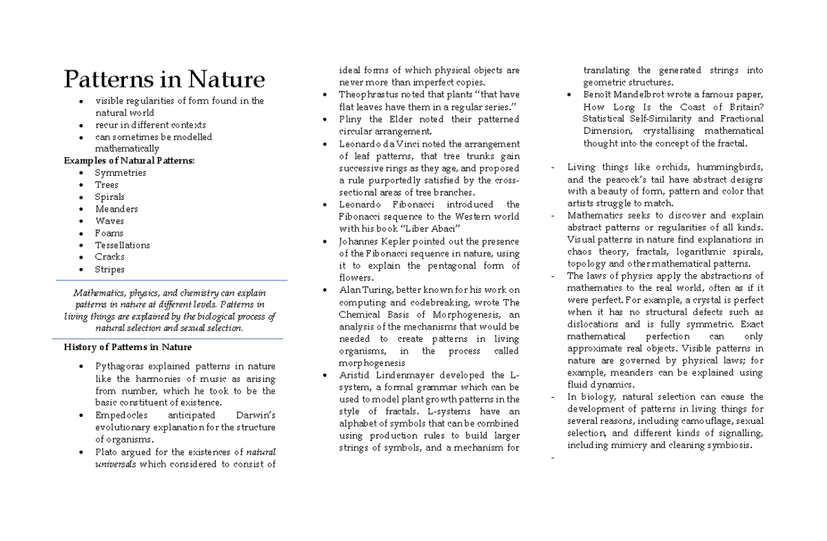 Patterns in Nature: Understanding Natural Regularities & Their History ...
