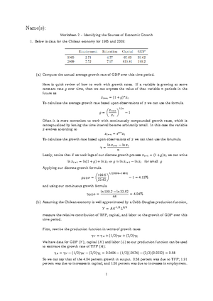 Worksheet 1 Solutions - Recardo model - Name(s): Worksheet 1 ...