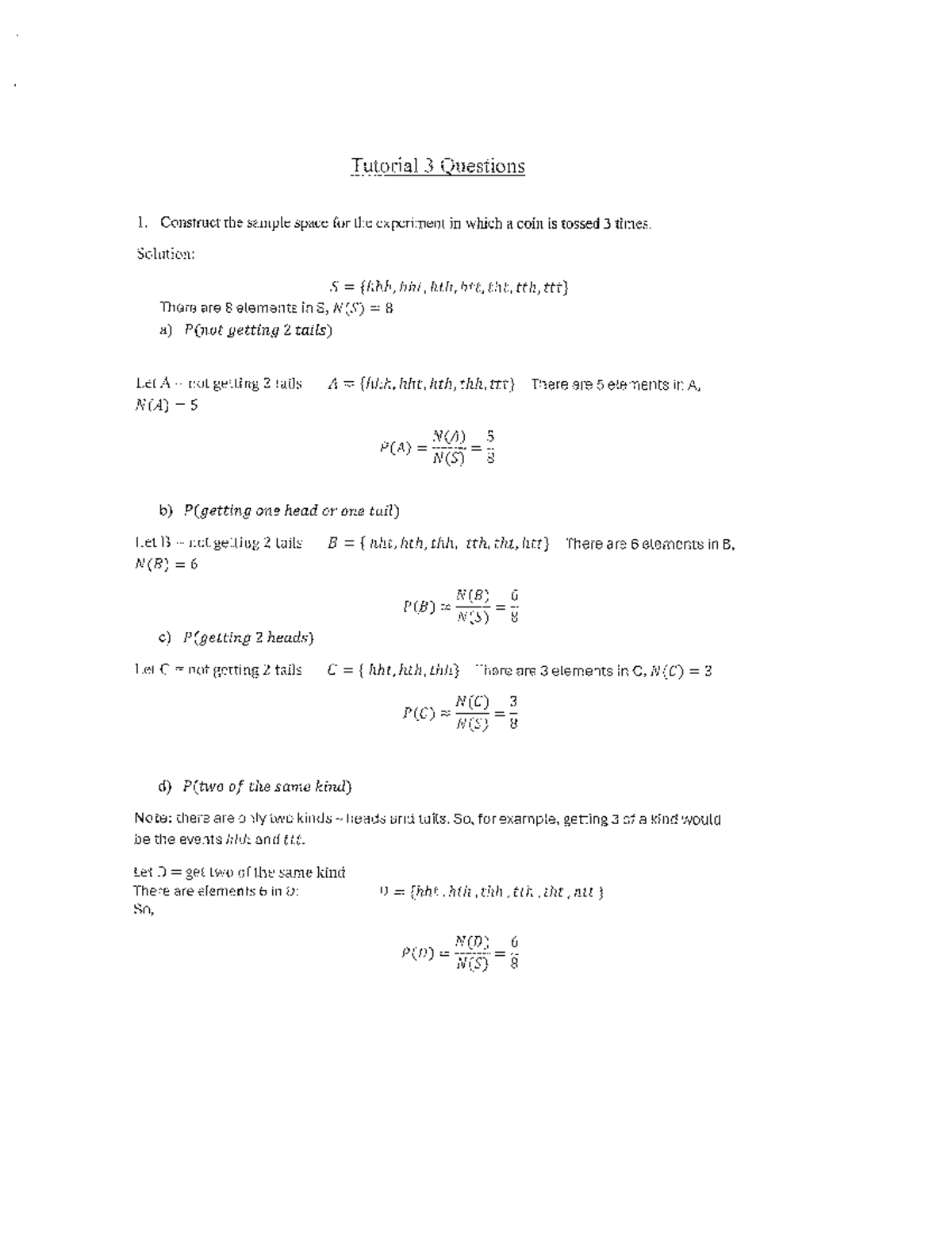 Tutorial 3: Probability Concepts and Sample Space Analysis (4STT122) - Studocu