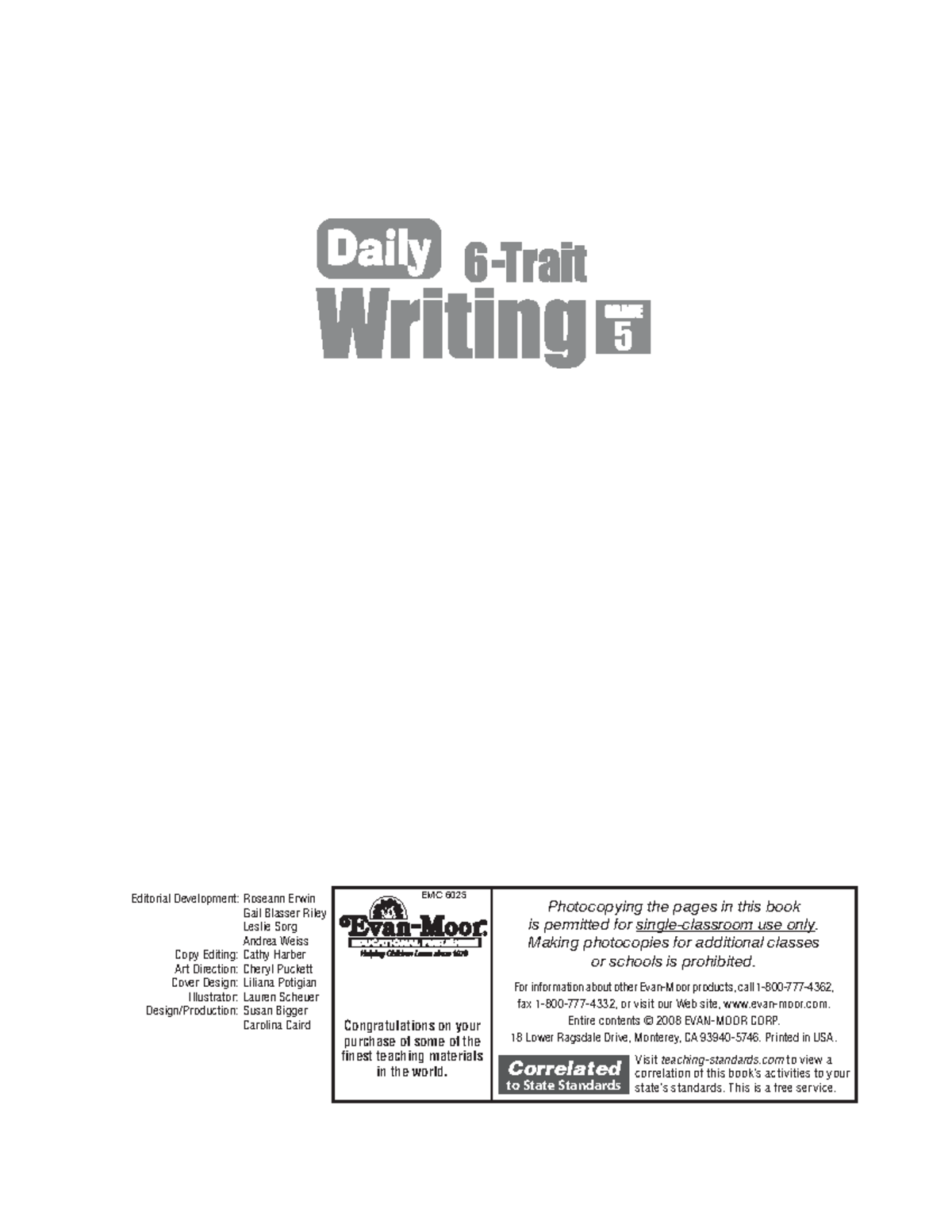Daily 6-Trait Writing: Grade 5 - Lesson Plans and Activities - Studocu