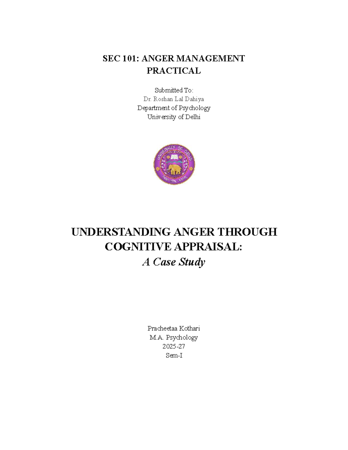 SEC 101: Understanding Anger Through Cognitive Appraisal - A Case Study ...