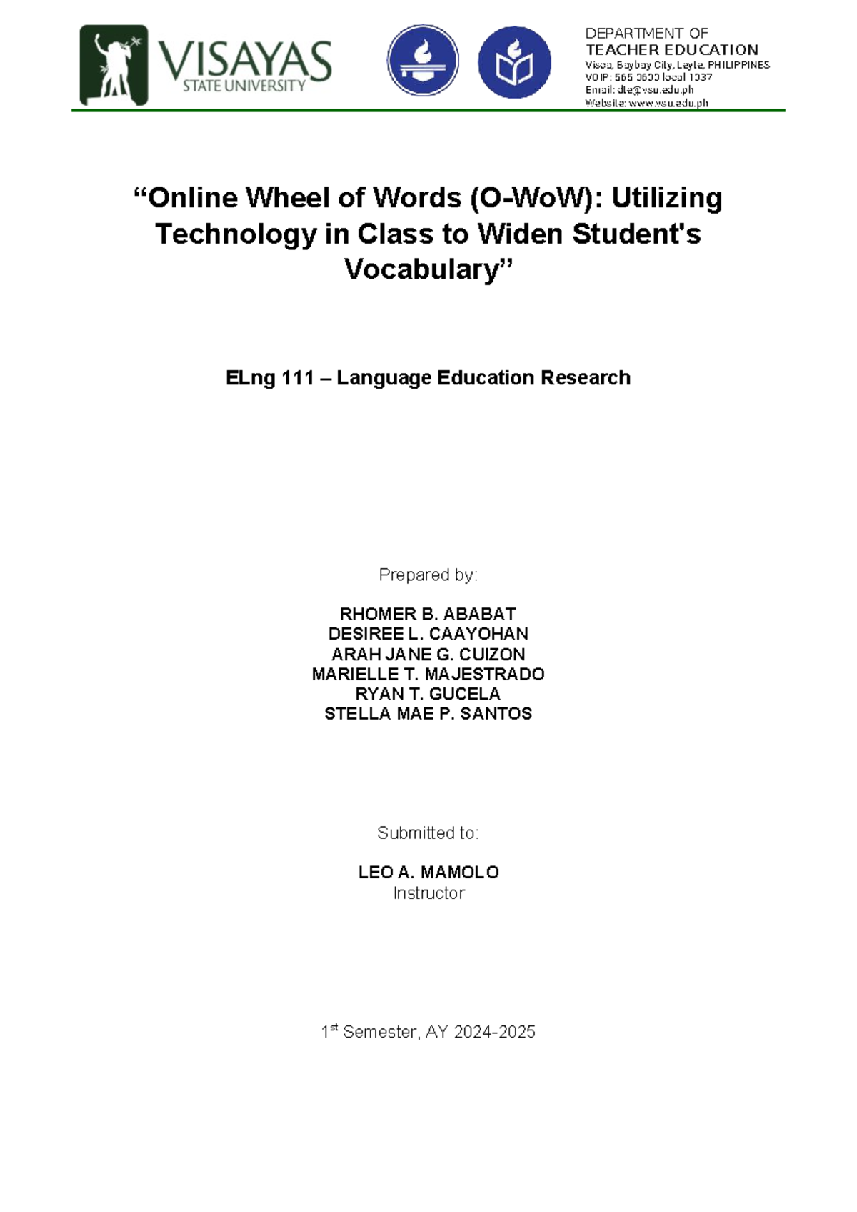 Research Proposal: Utilizing Technology to Enhance Vocabulary Skills in ...