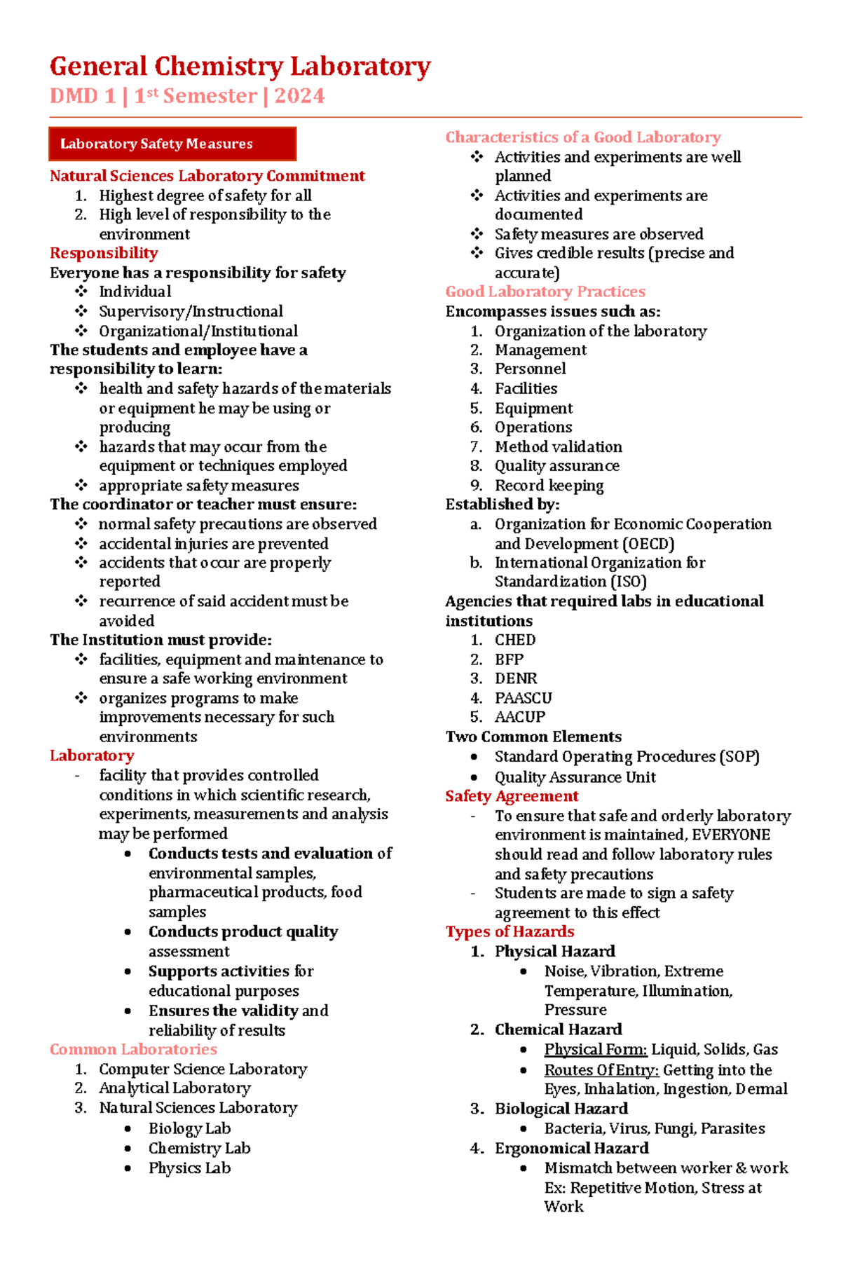 General Chemistry Laboratory - Highest degree of safety for all 2. High ...