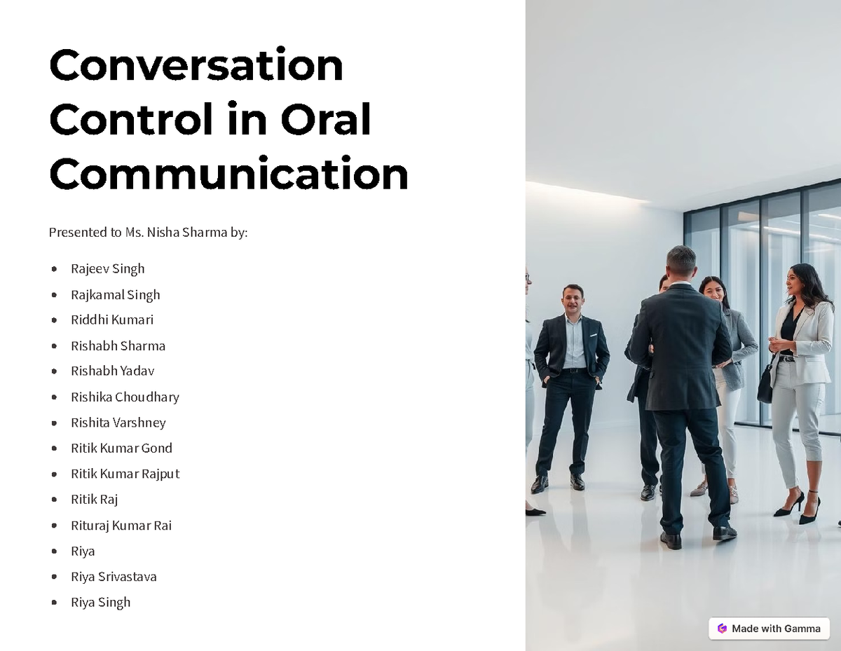 Management Techniques for Effective Conversation Control in Oral Comm ...