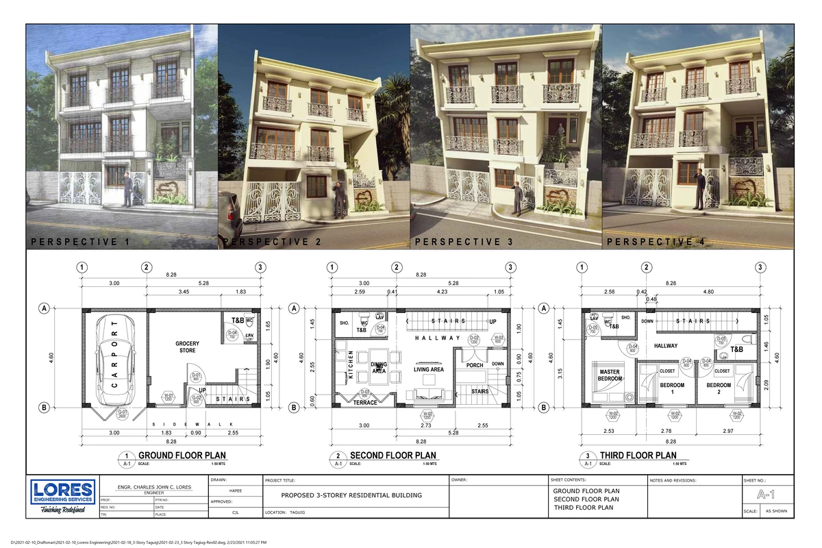 Design Plates: Conceptual Roof & Elevation Plans for 3-Storey Building ...