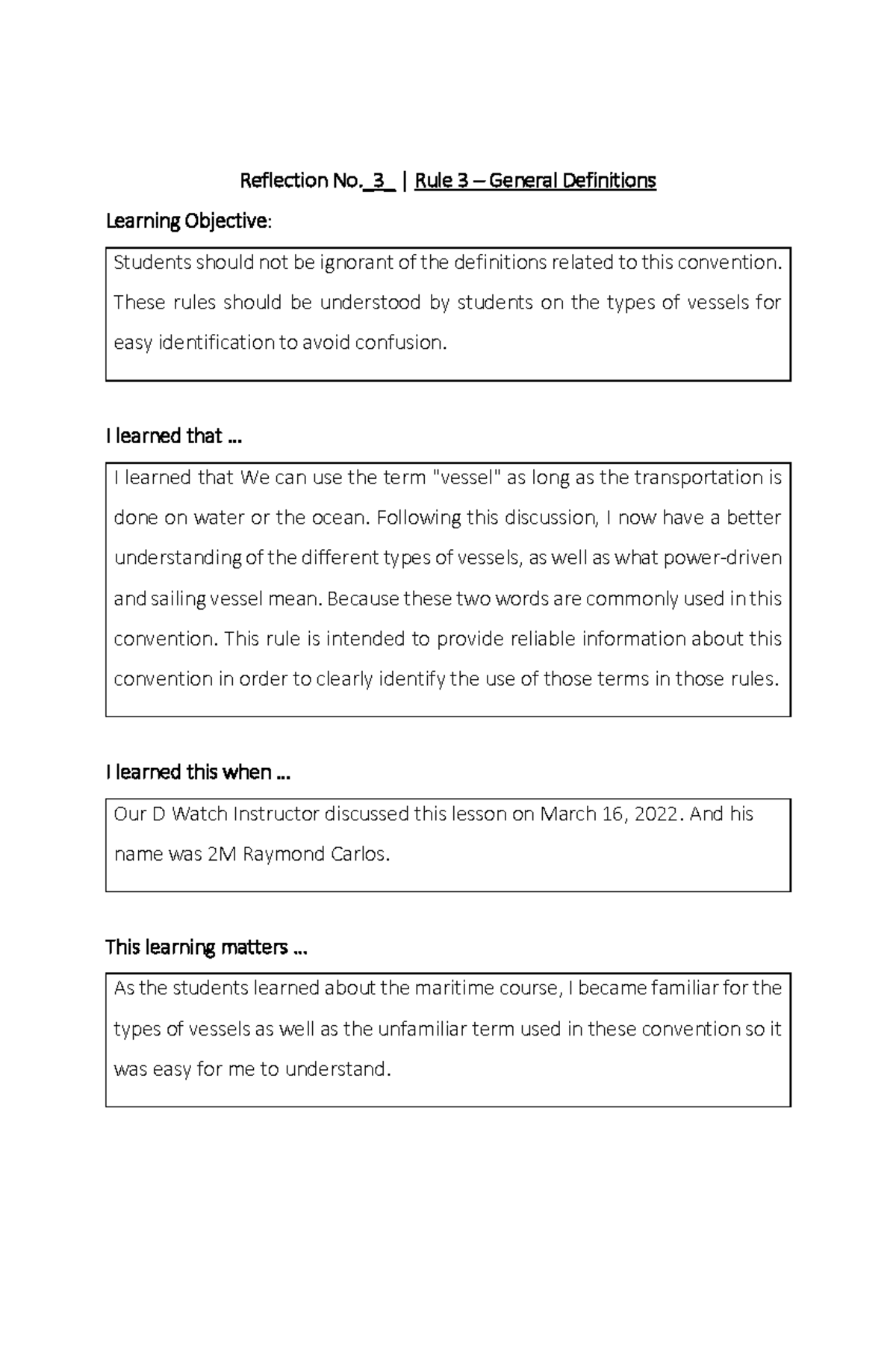 Rule 3 Reflection - Reflection No._ 3 _ | Rule 3 – General Definitions ...