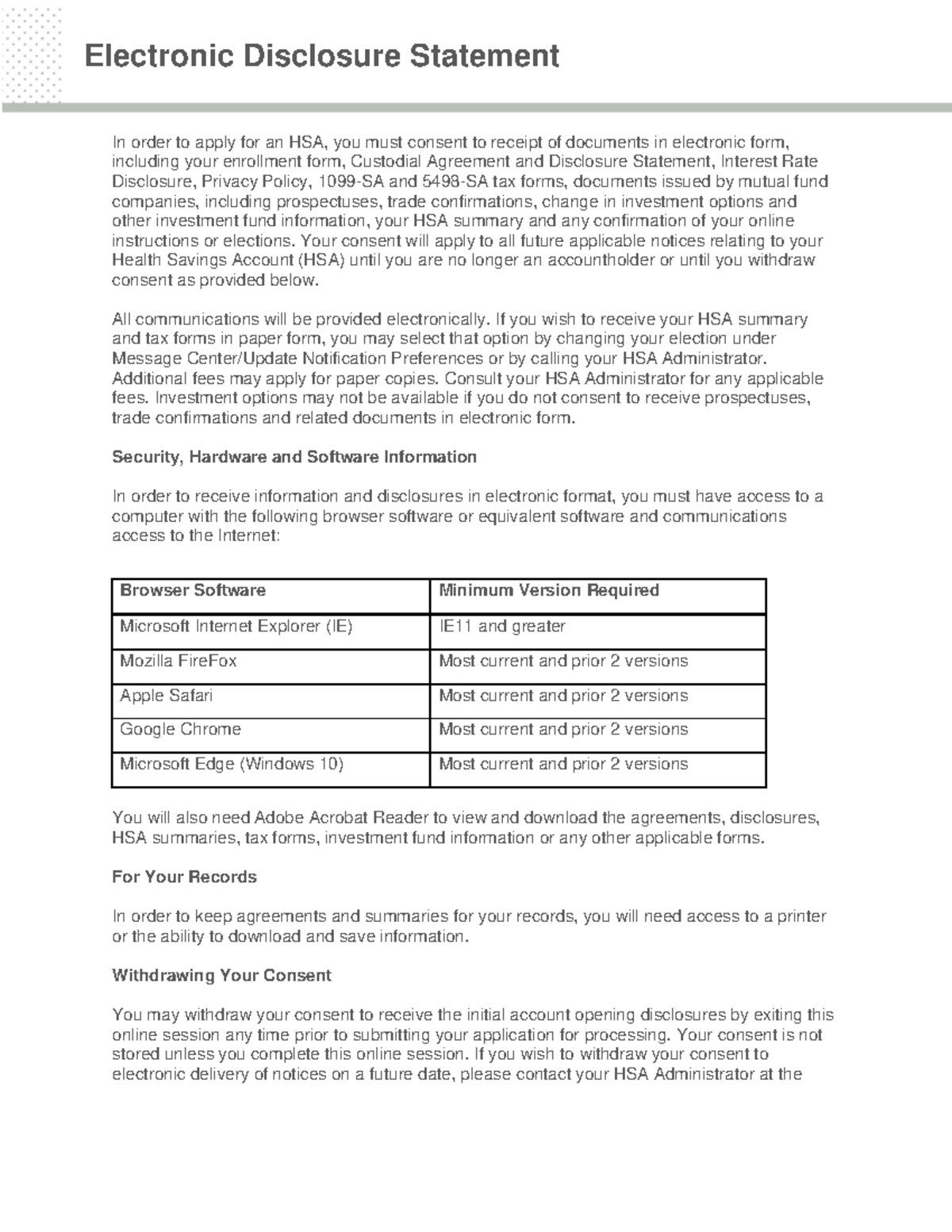 Final WEX Electronic Disclosure Statement for HSA 03022021 - Studocu