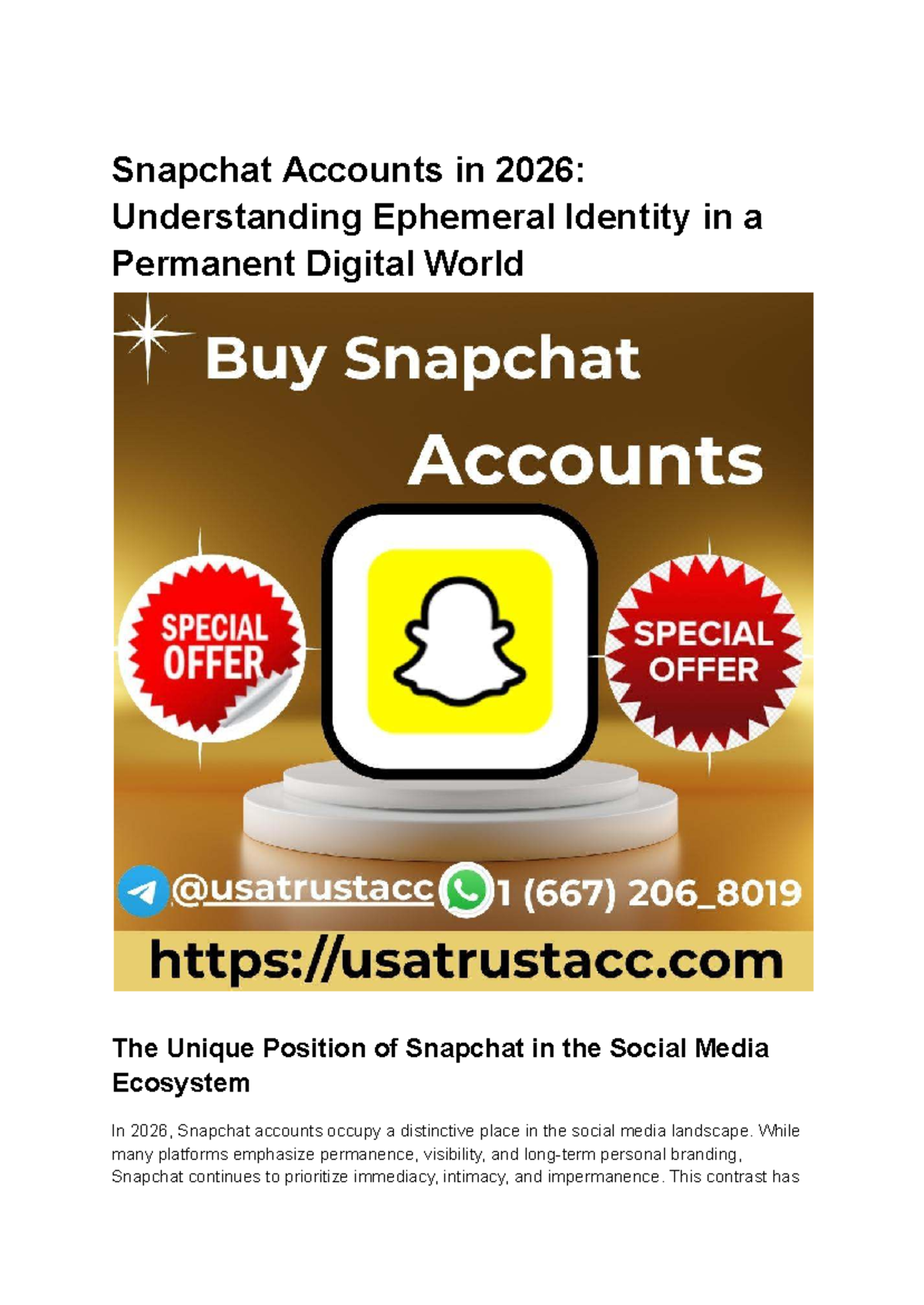 Snapchat Accounts in 2026: A Study on Digital Identity and Connection ...