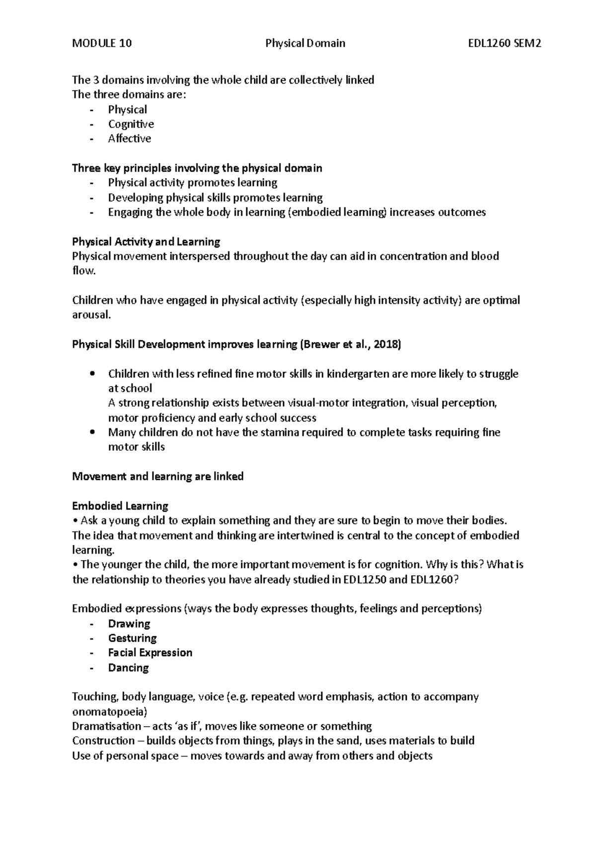 Module 10 - Physical Domain EDL1260 - MODULE 10 Physical Domain EDL1260 ...