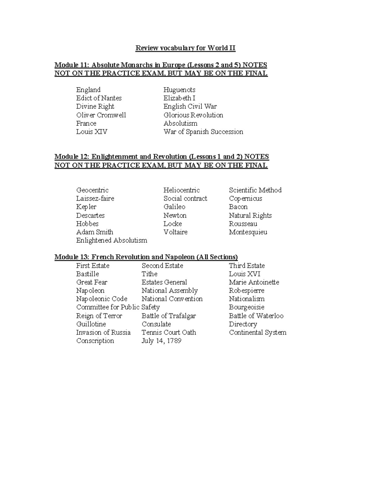 World History Modules 11-22: Key Concepts and Notes for Exams - Review ...