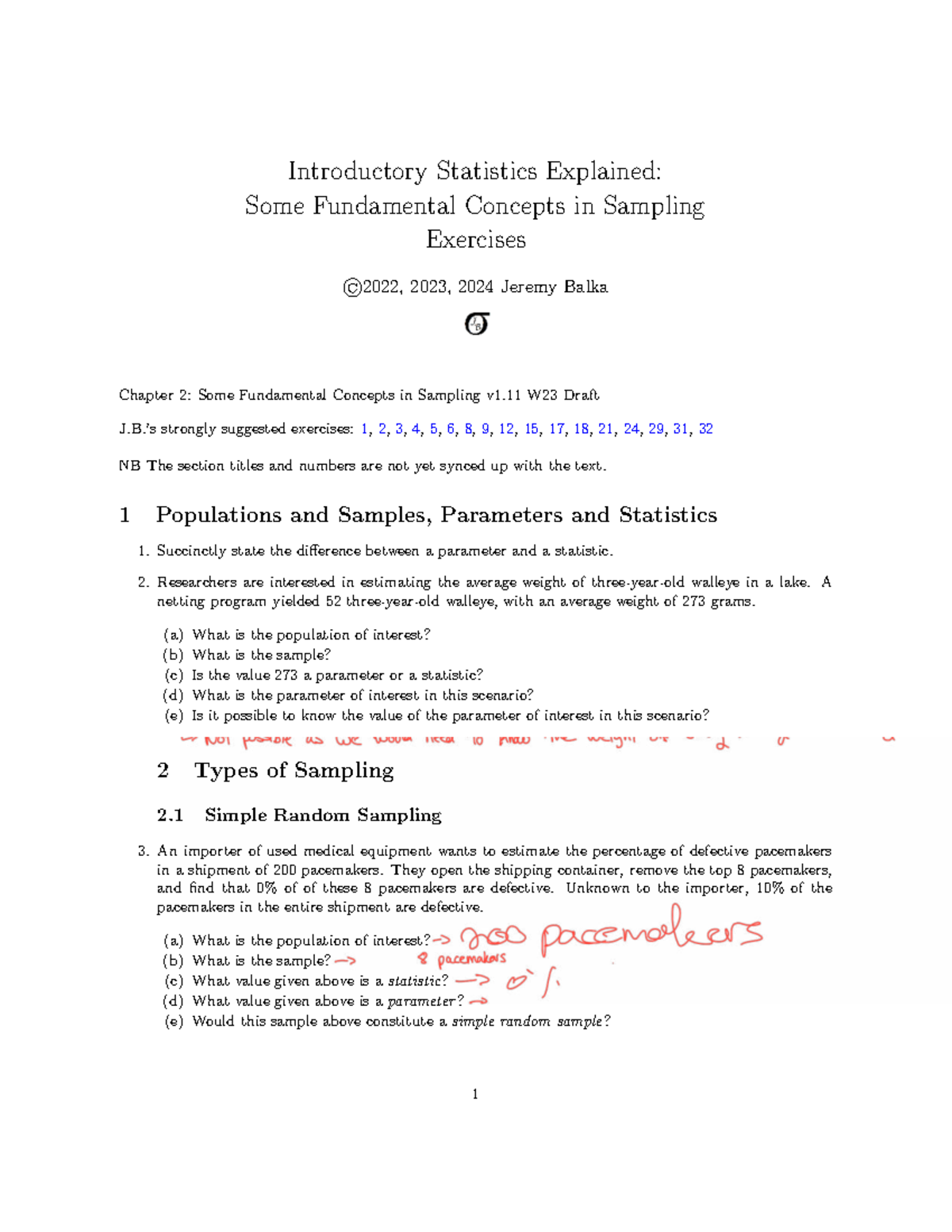 Jb ISE 2023-2024: Chapter 2 Sampling Concepts & Exercises - Studocu