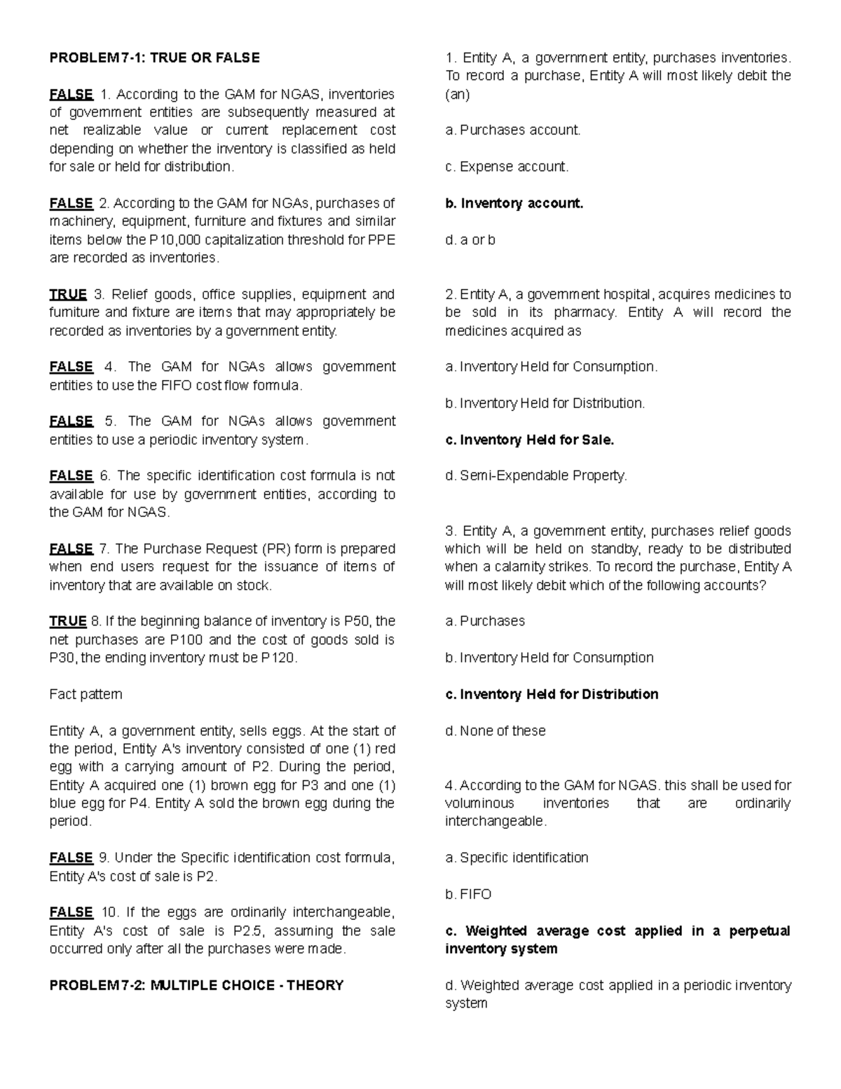 Chapter 7 - Assignment on Government Accounting (GAM for NGAs) - Studocu