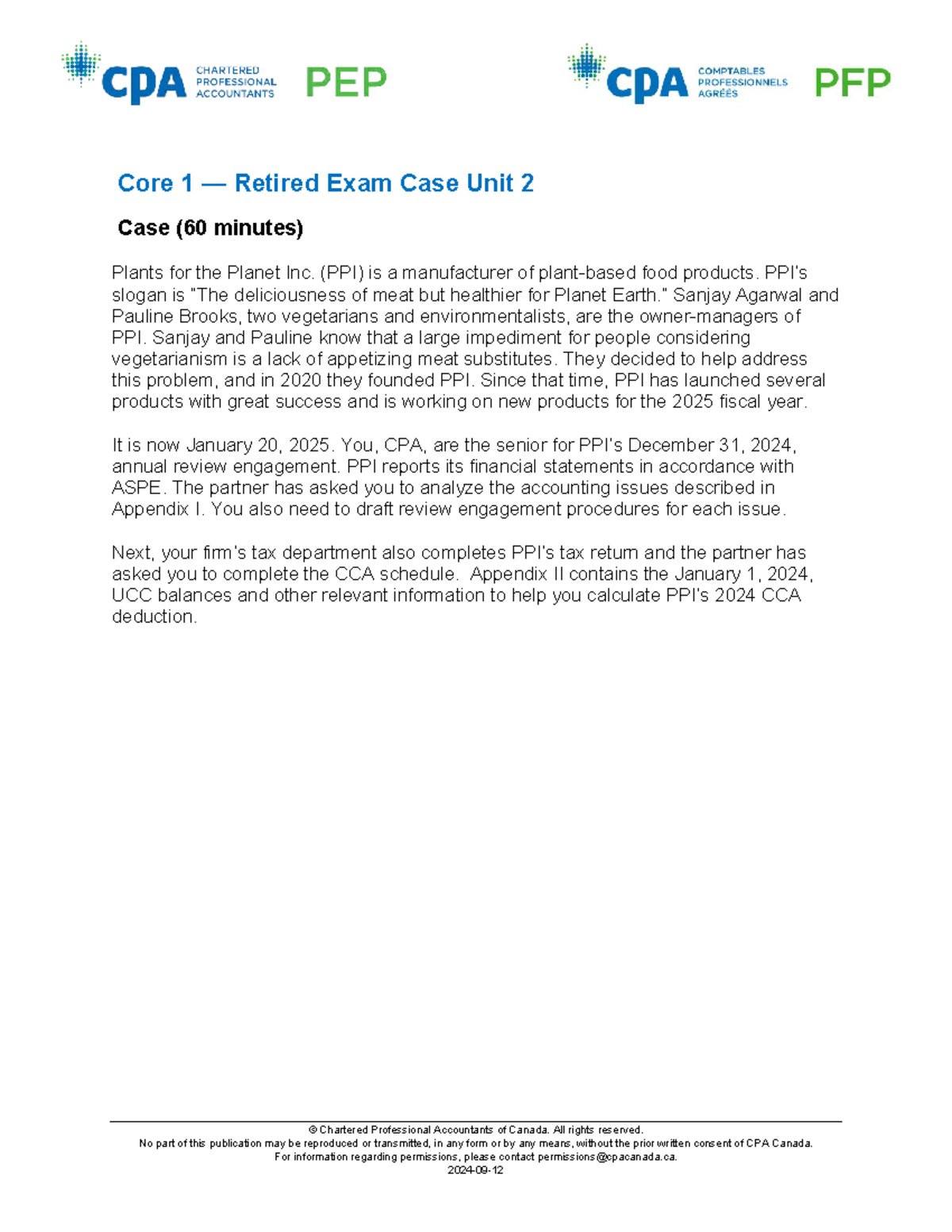 CO1-2501E-U02REC - Core 1 Retired Exam Case Study on PPI - Studocu