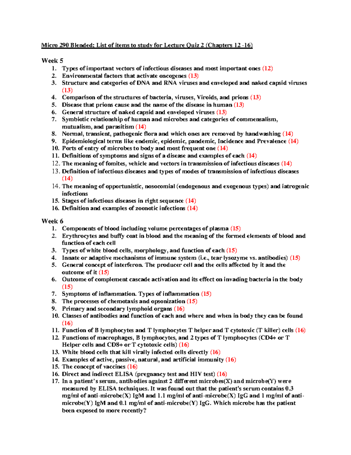Micro 290 Key Study Items for Lecture Quiz 2 (Chapters 12-16) - Studocu
