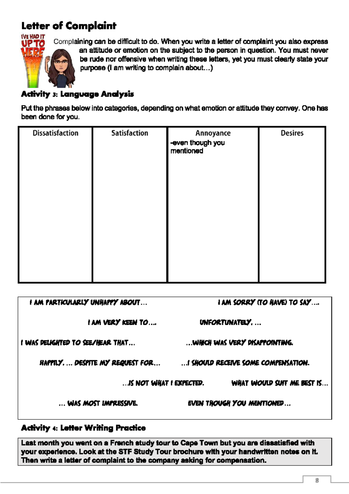 Letter of Complaint: Language Analysis & Writing Practice - Studocu